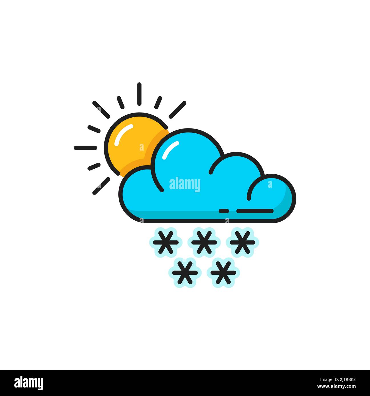 Weather forecast, cloud, snow and sun, vector color outline symbol. Day ...