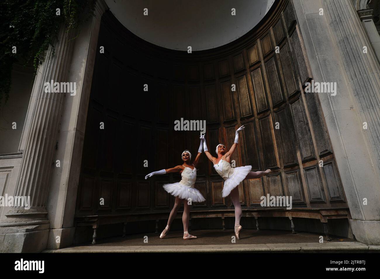 Dancers Robert Carter and Ugo Cirri from comedy drag ballet company Les ...