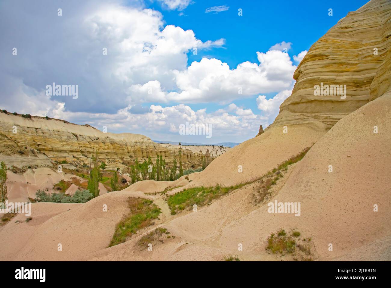 Volcanic rocks and limestone cliffs in Cappadocia valley. Turkey ...