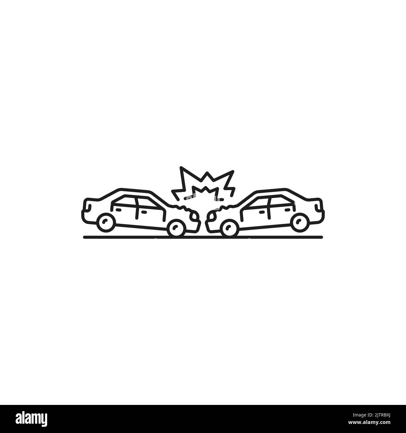 Car damage, crash or collision line icon. Car damage in crash sign ...