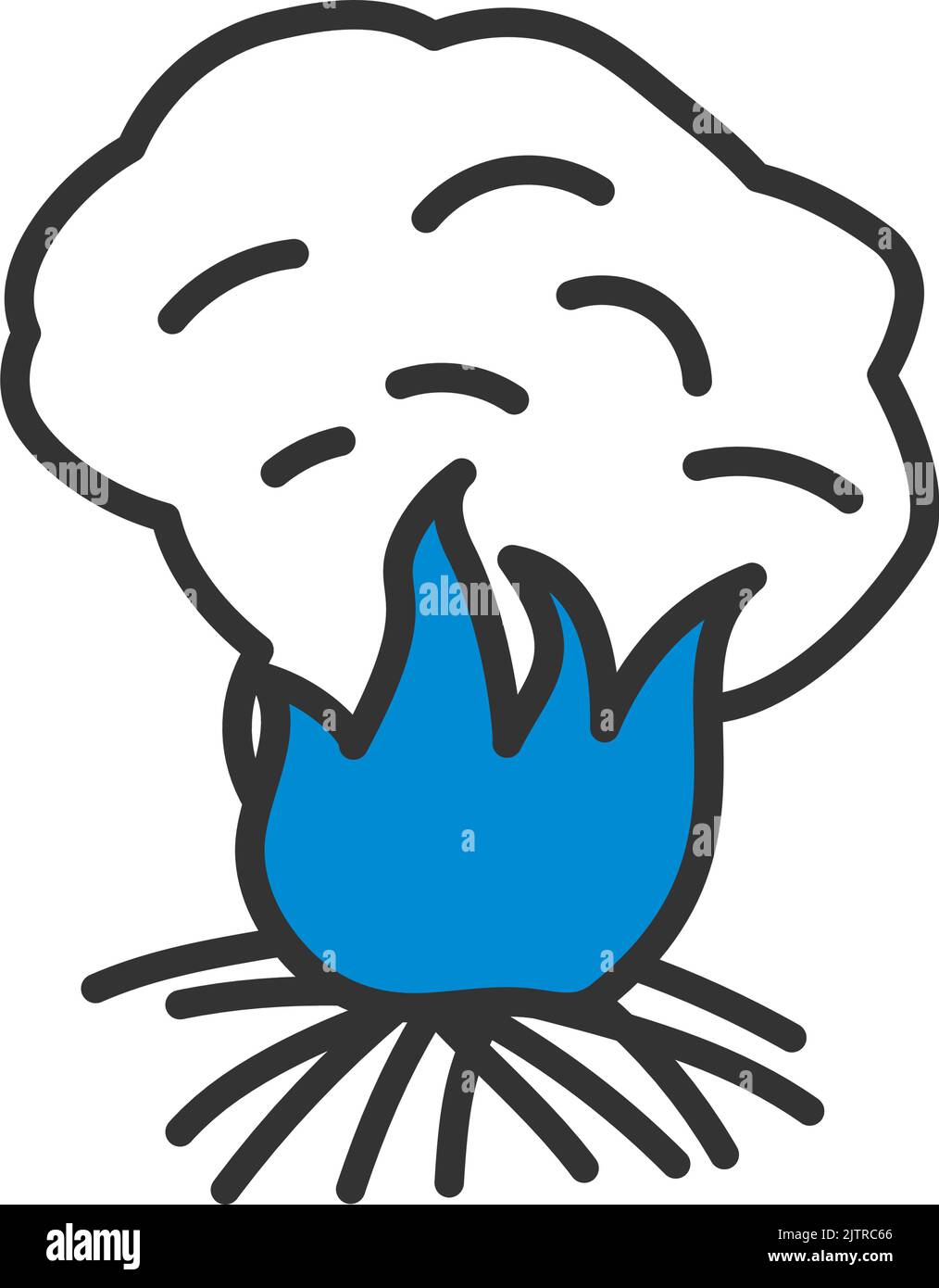 Sesonal Grass Burning Icon. Editable Bold Outline With Color Fill ...