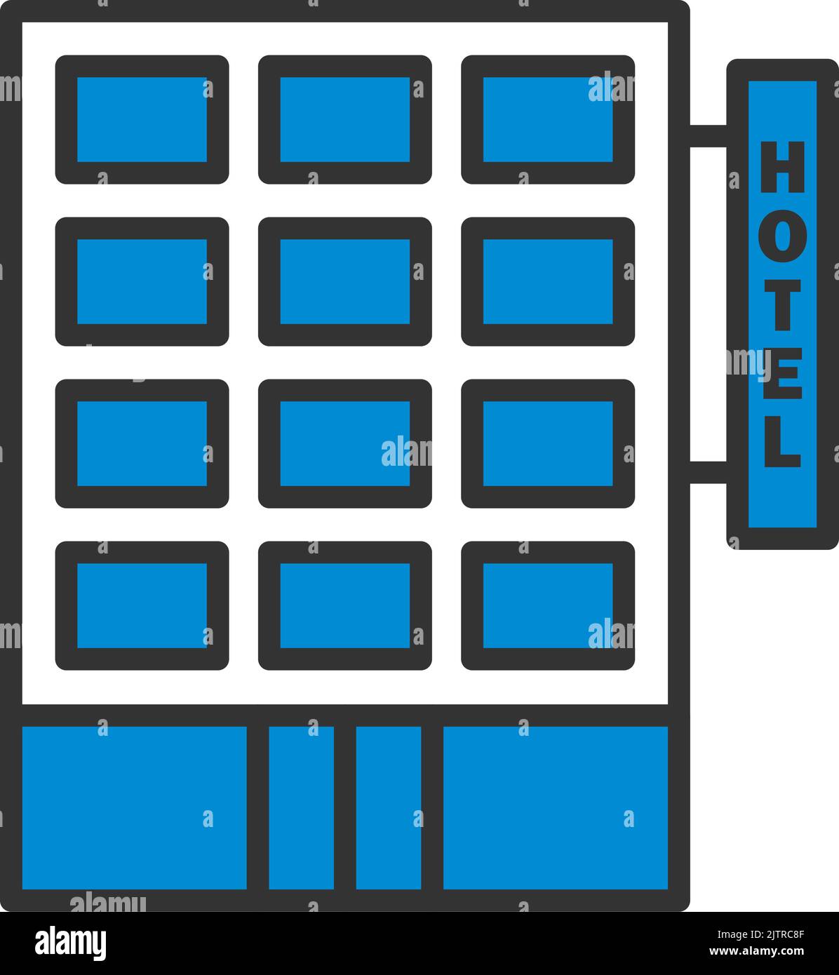 Hotel Building Icon. Editable Bold Outline With Color Fill Design ...