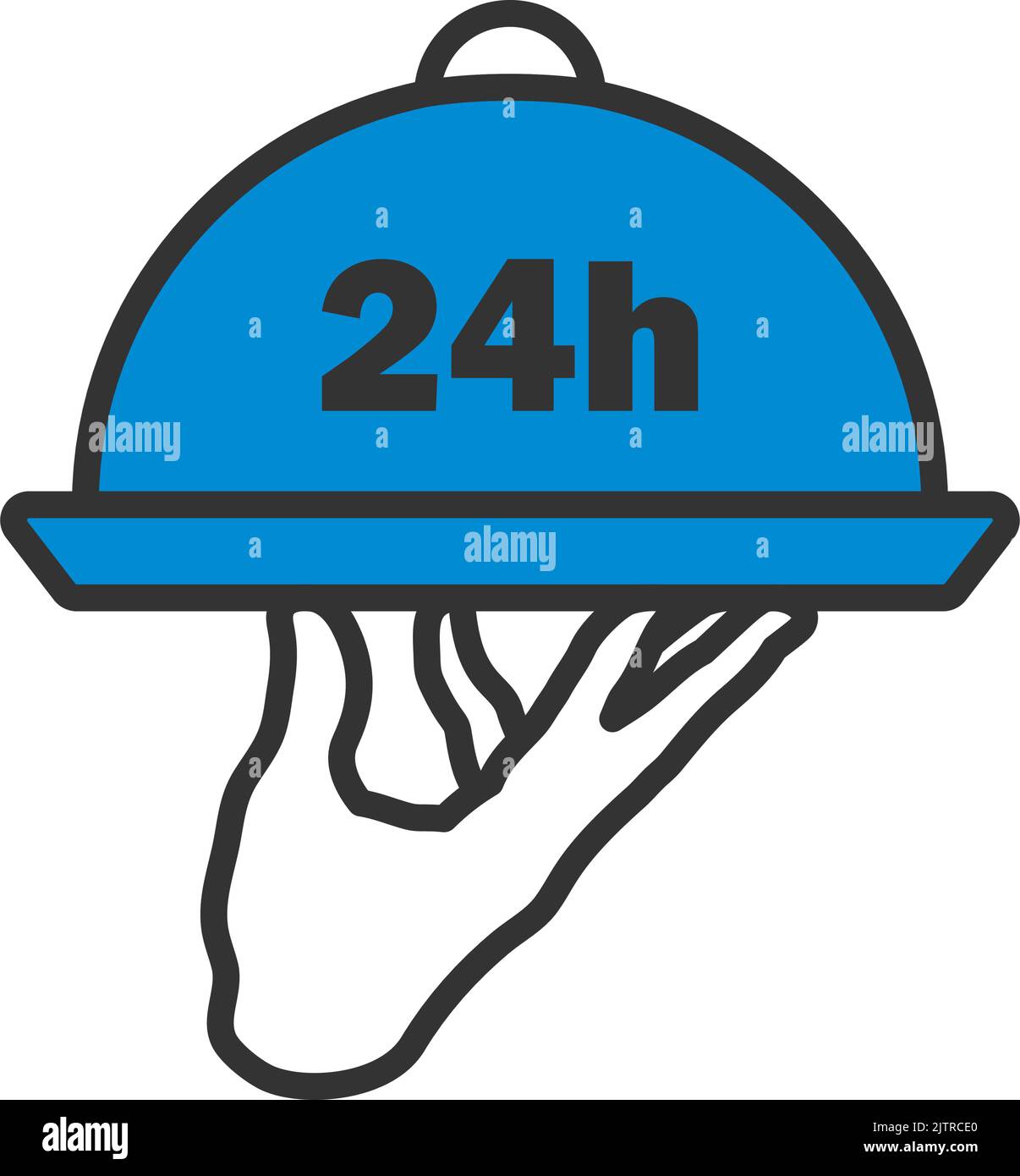 24 Hour Room Service Icon. Editable Bold Outline With Color Fill Design ...