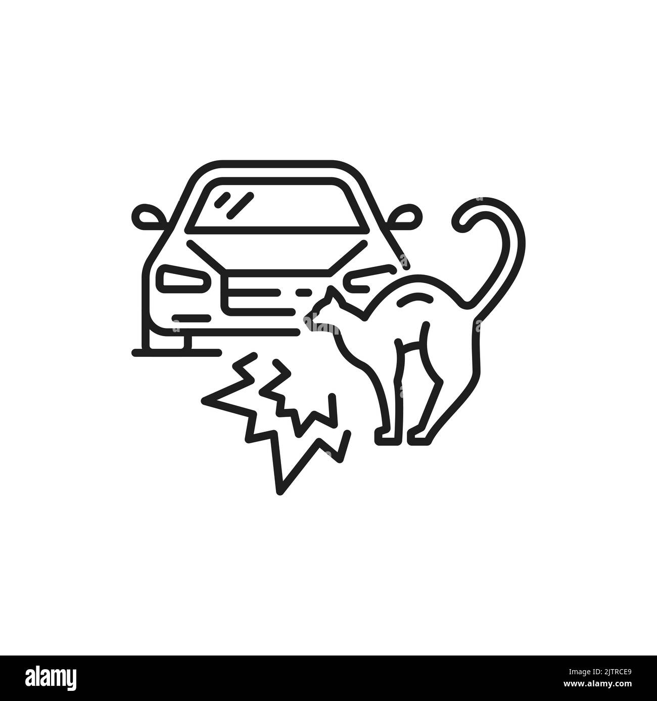 Car accident, damage or collision thin line icon. Automobile traffic ...