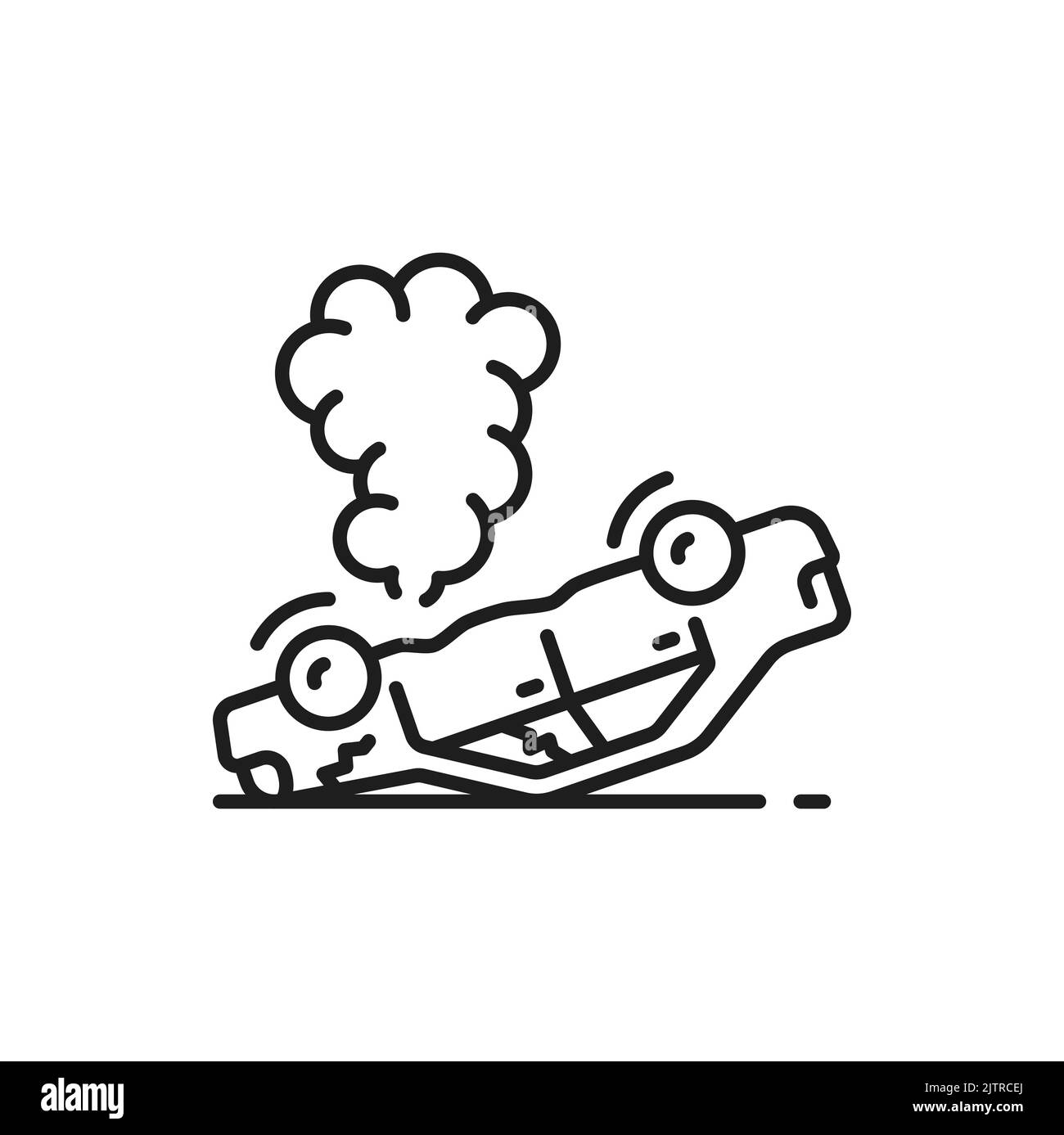 Car damage, crash or collision line icon. Car accident, disaster ...