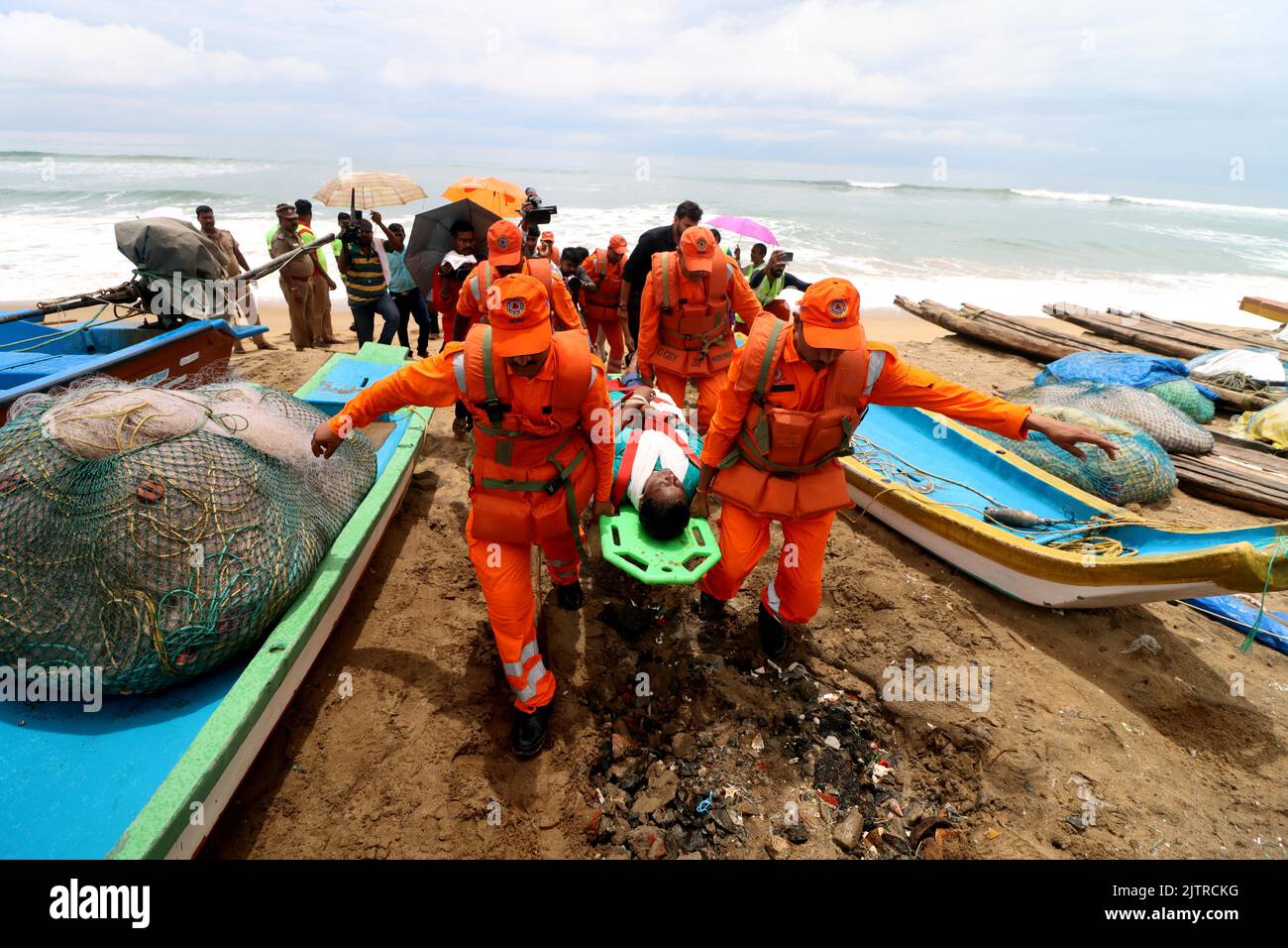 Chennai, India, 1st Sep 2022: National Disaster Response Force (NDRF) personnel take part in a ...