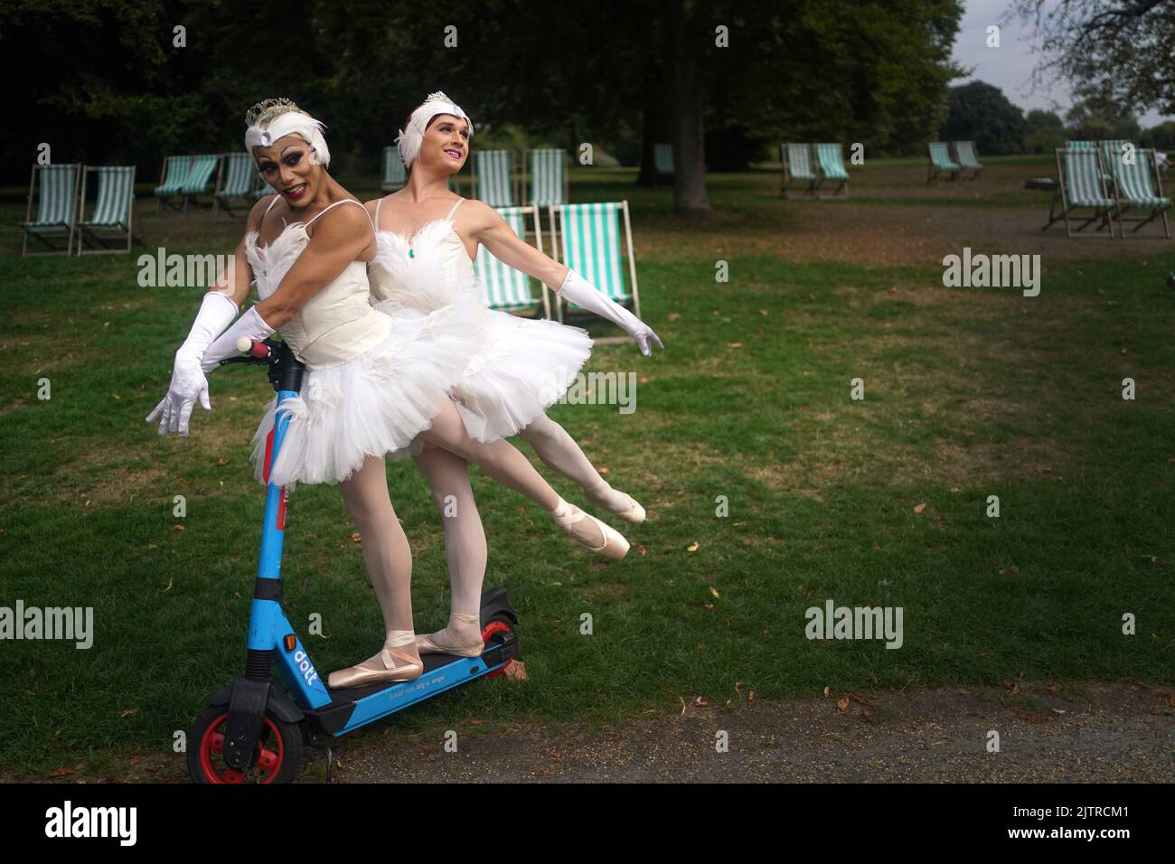 Dancers Robert Carter and Ugo Cirri from comedy drag ballet company Les ...