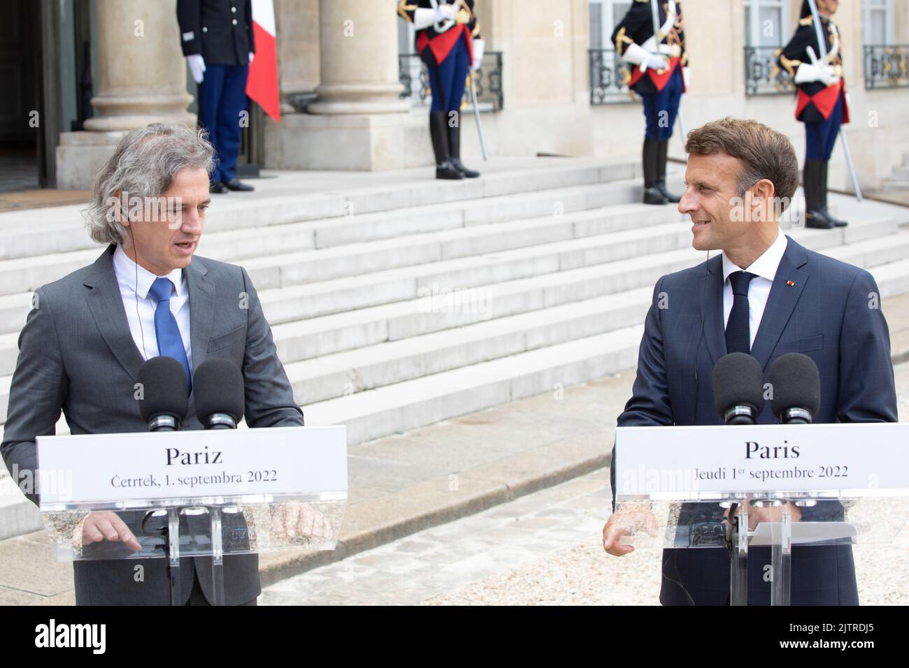 Meeting between robert golob et emmanuel macron hi-res stock ...