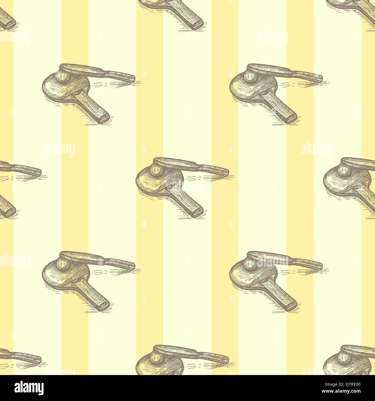 Ping pong racket engraved seamless pattern. Vintage sport elements for ...