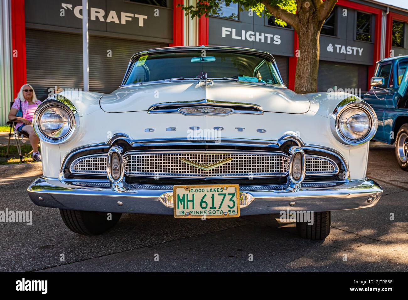 Falcon Heights, MN - June 17, 2022: Low perspective front view of a ...