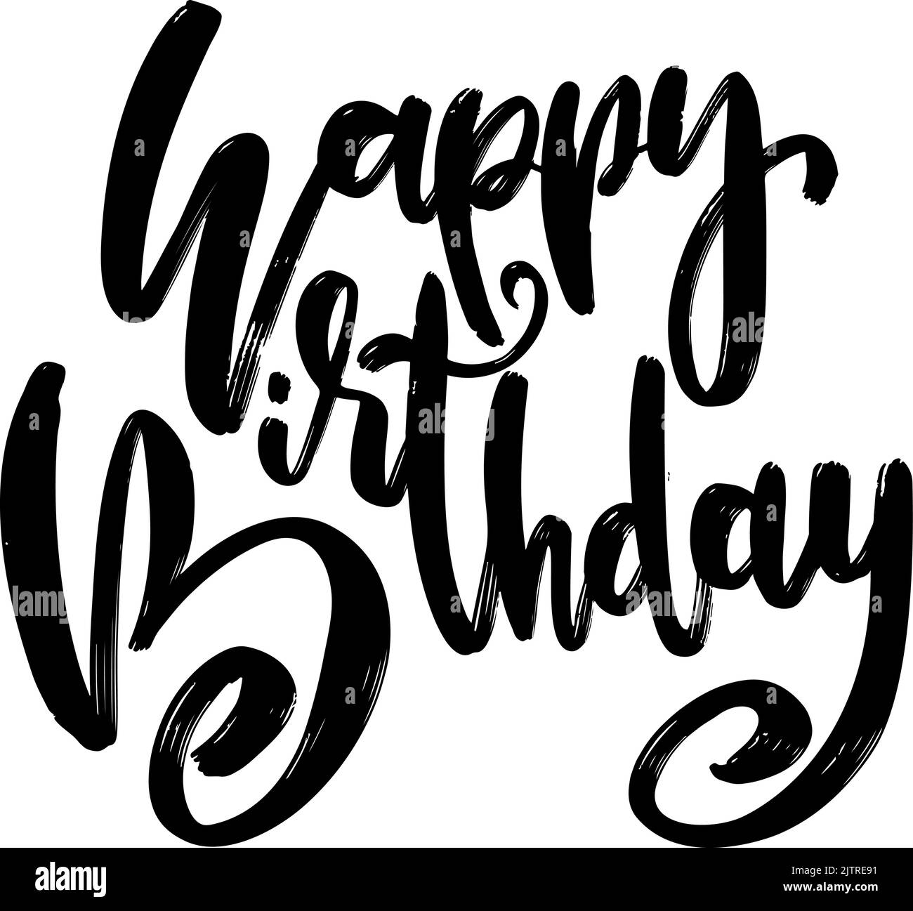 Happy birthday modern brush lettering template Stock Vector Image & Art ...