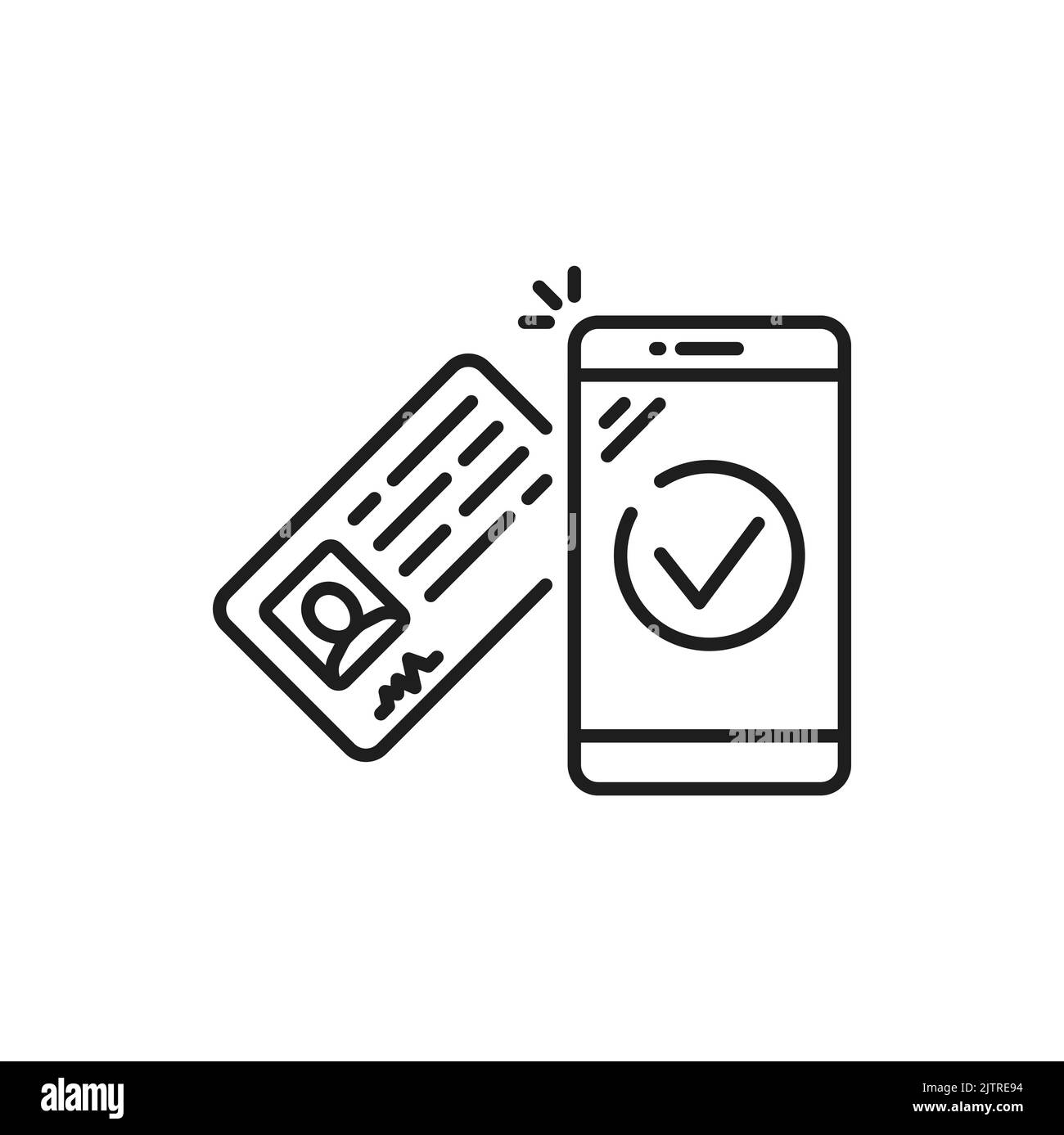 Driver license card and checked passport in smartphone isolated ...