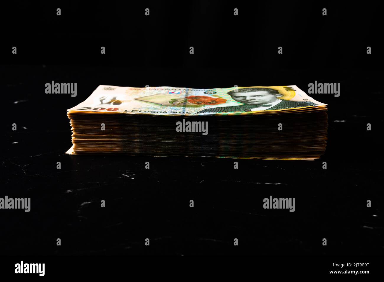 Stack of LEI Romanian money. RON Leu Money European Currency Stock ...