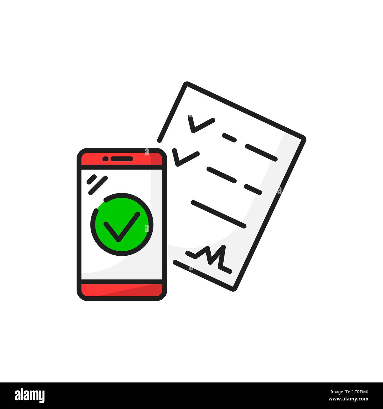 Checked document for car share service linear icon. Vector driving ...