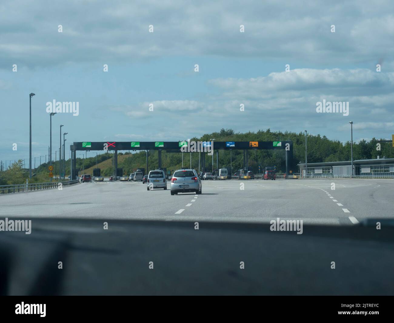 Malmo, Sweden, Agust 21, 2021: View of toll-gate, car payment point at ...
