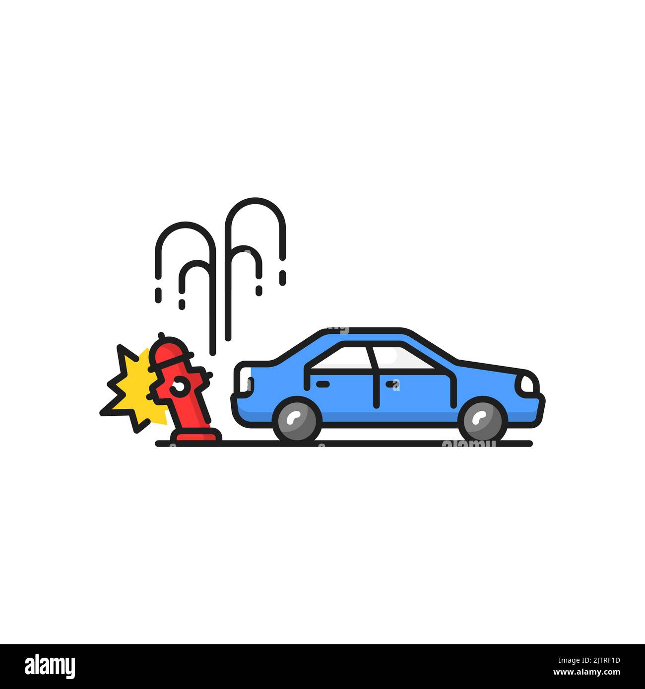 Blue car accident rotate and collide with electric poles. Rear of car ...