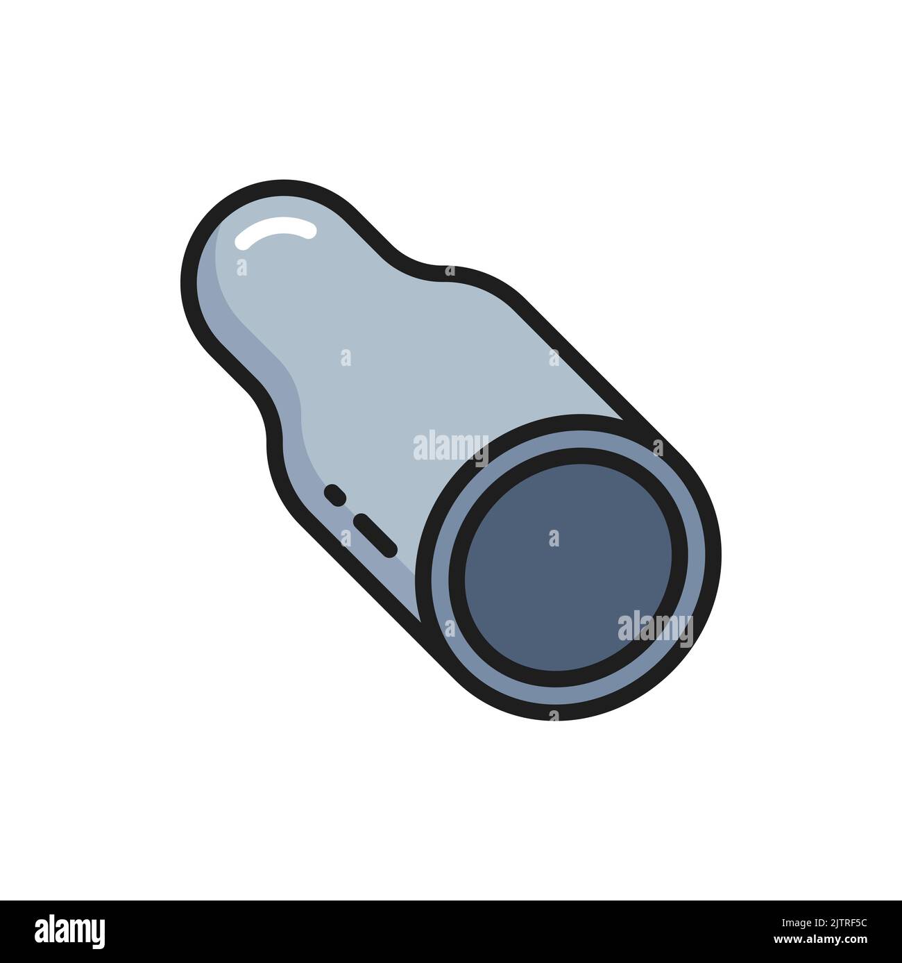 Stainless steel hollow tube isolated fitting pipe outline icon. Vector ...