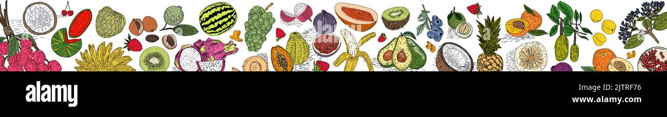 Fruit collection in flat hand drawn style, illustrations set. Design ...