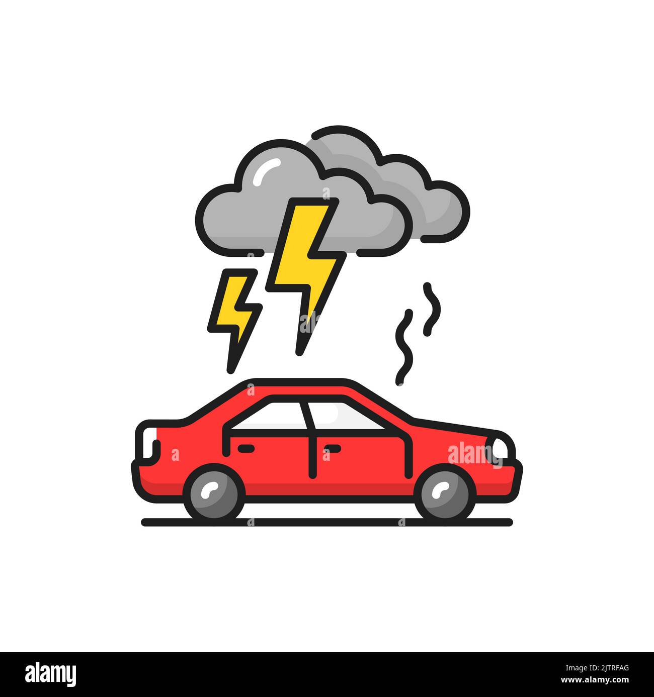 Flood and thunder flashes above car isolated insurance vehicle accident ...