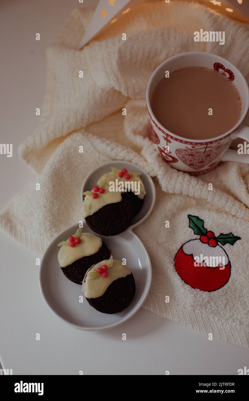 Chcocolate biscuits dipped in white chocolate and topped with candy ...