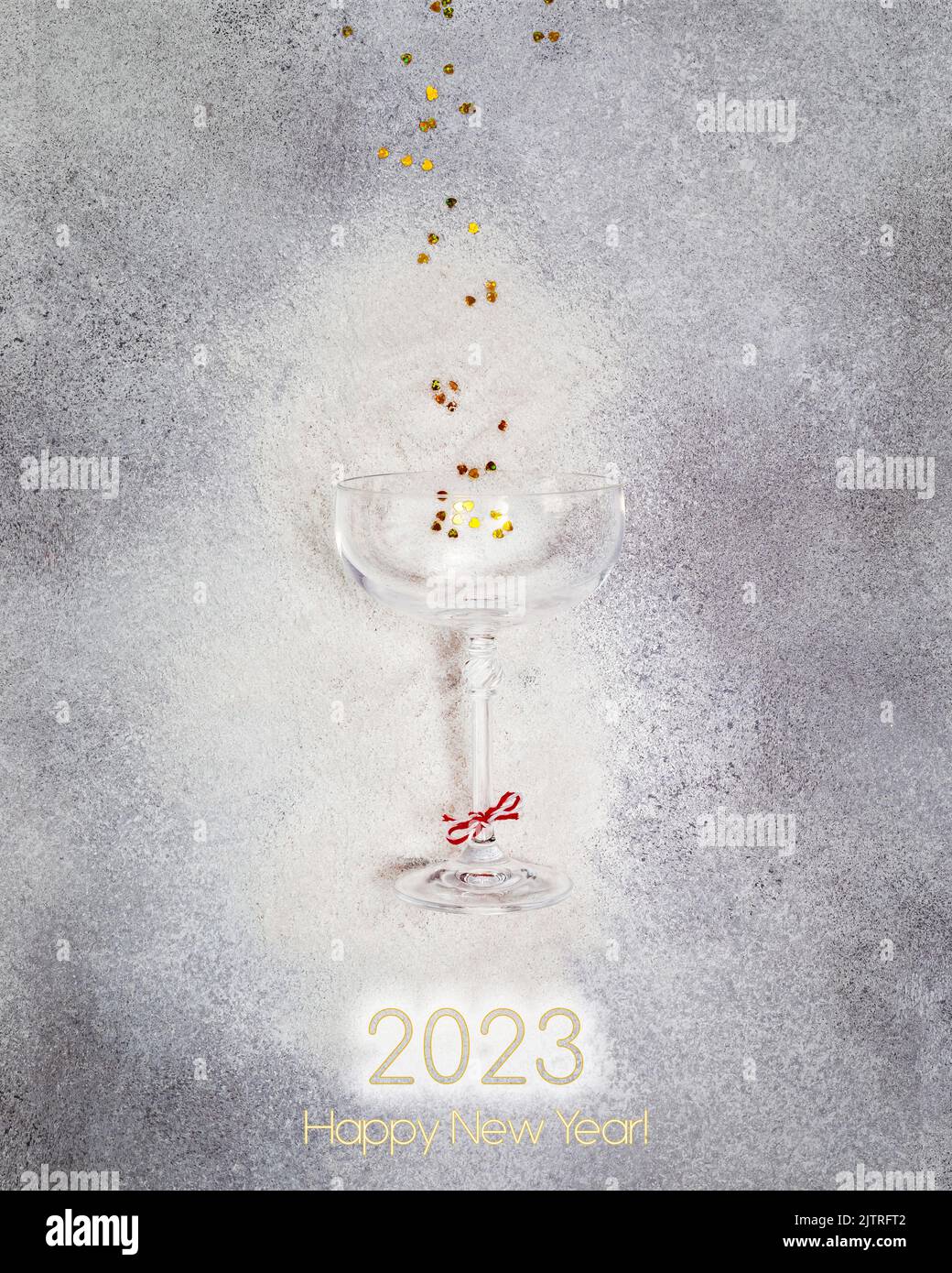 Congratulation new year card. Holiday composition with a champagne ...