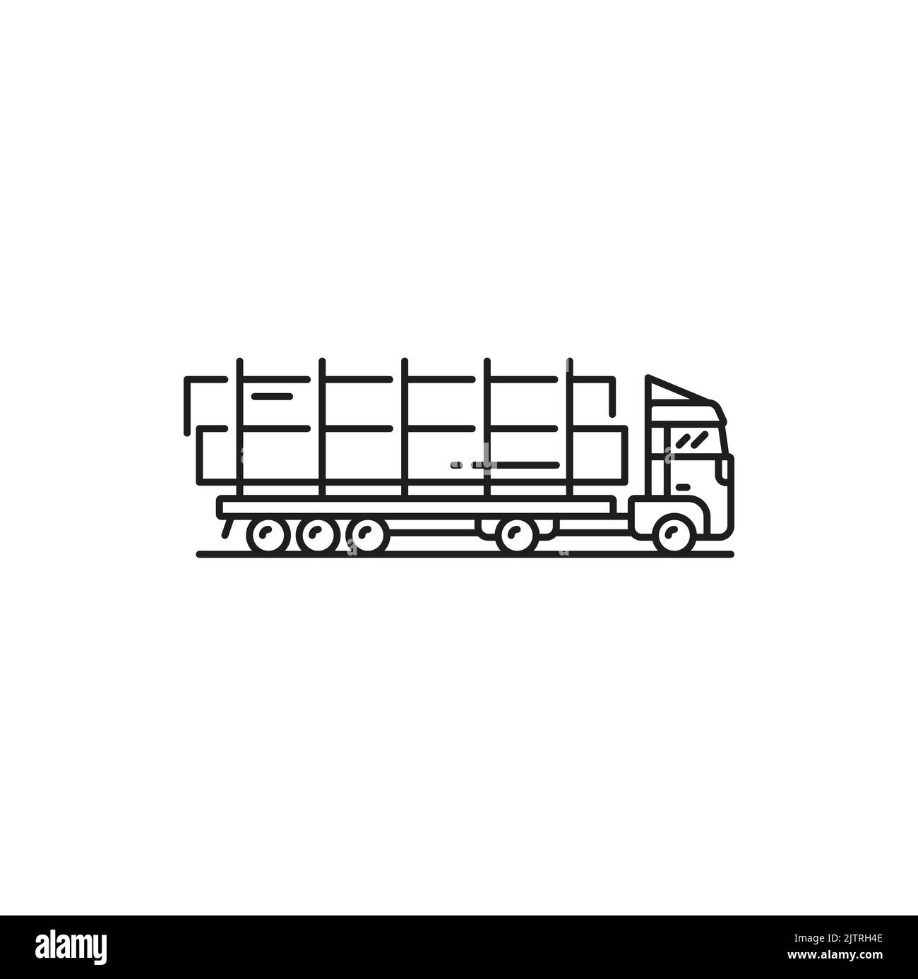 Trailer truck long vehicle isolated outline icon. Vector car transports ...