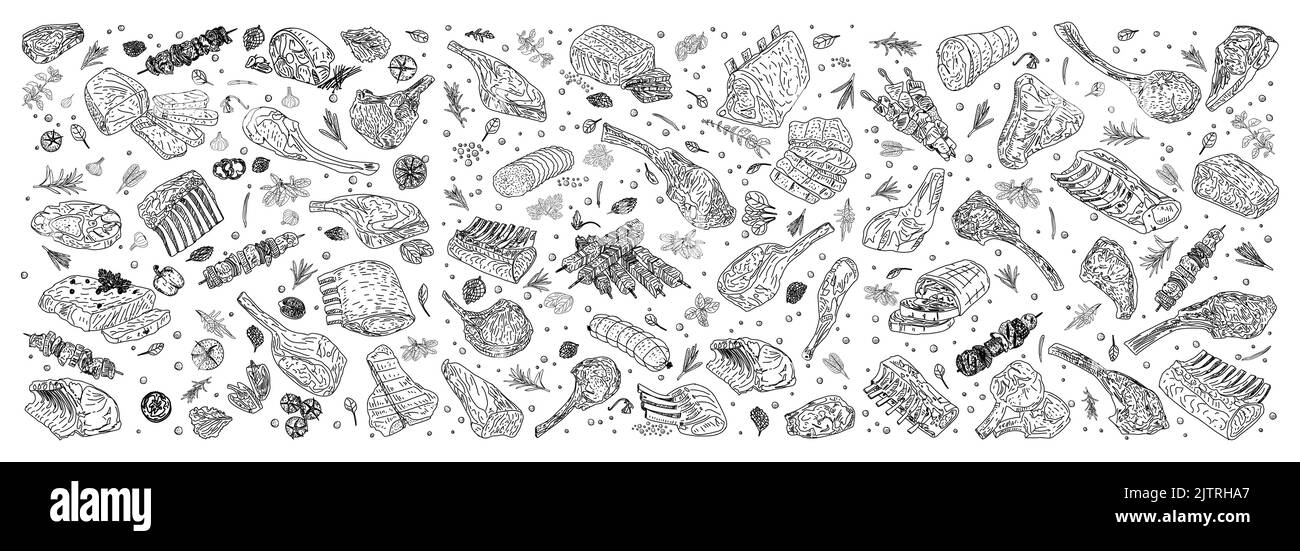 Vintage Butcher shop hand-drawn on a black chalkboard background ...