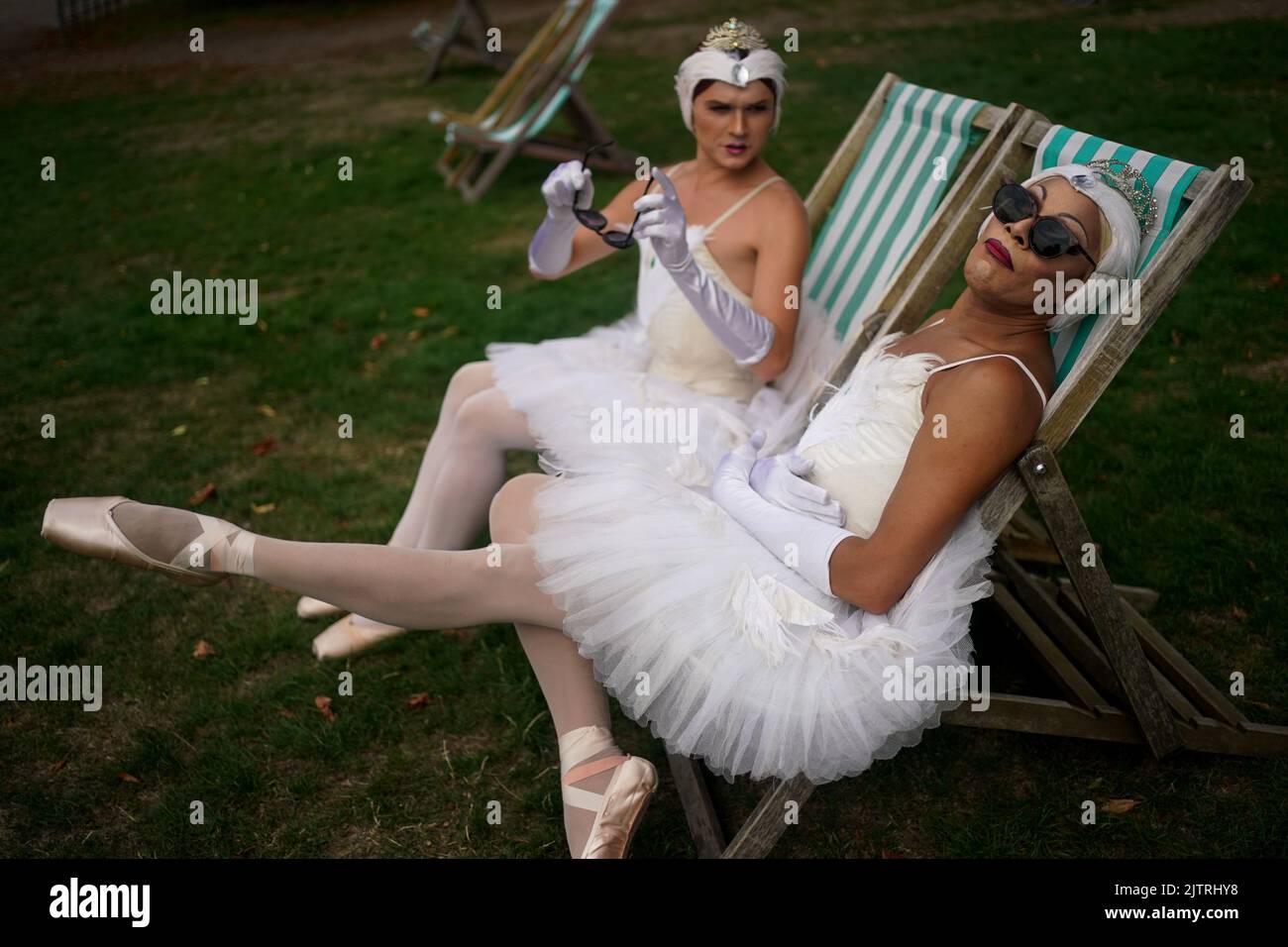 Dancers Robert Carter and Ugo Cirri from comedy drag ballet company Les ...