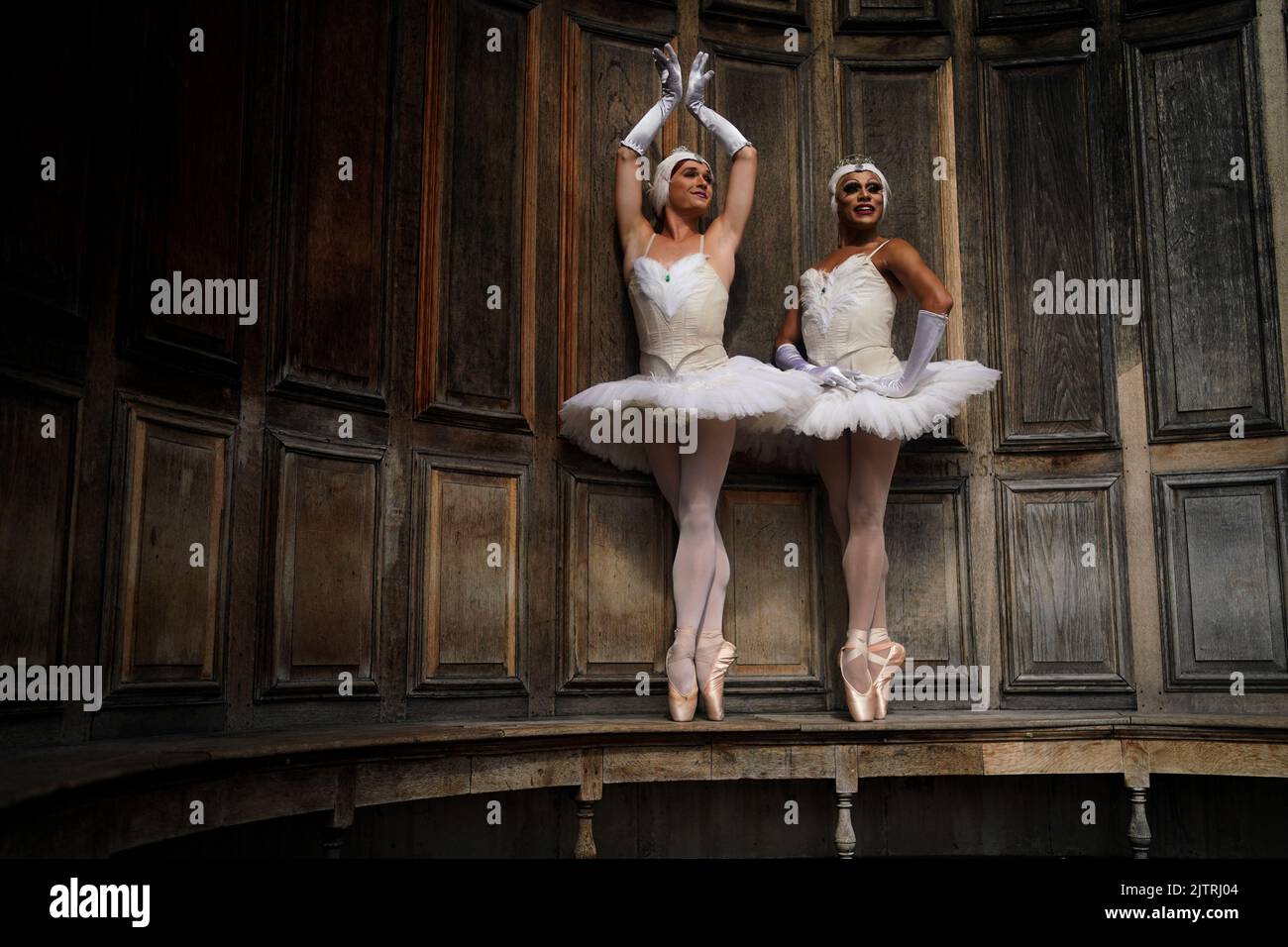 Dancers Robert Carter and Ugo Cirri from comedy drag ballet company Les ...