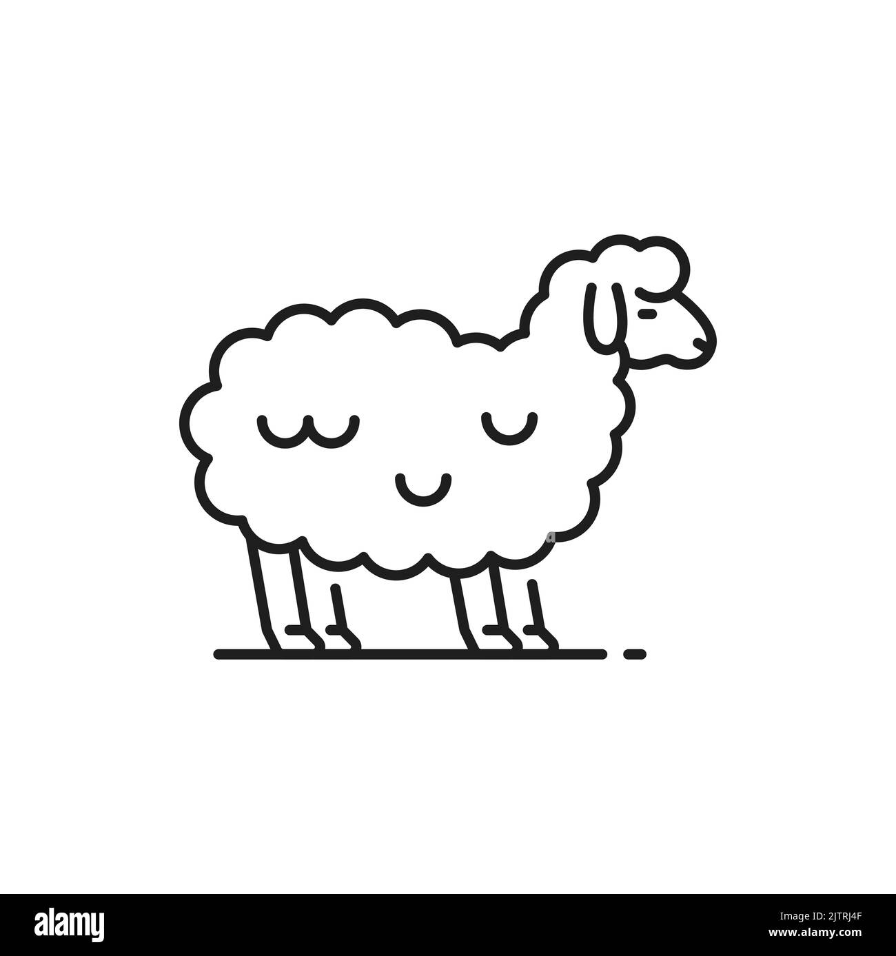 Sheep counting for sleep isolated thin line icon. Vector cute funny ...