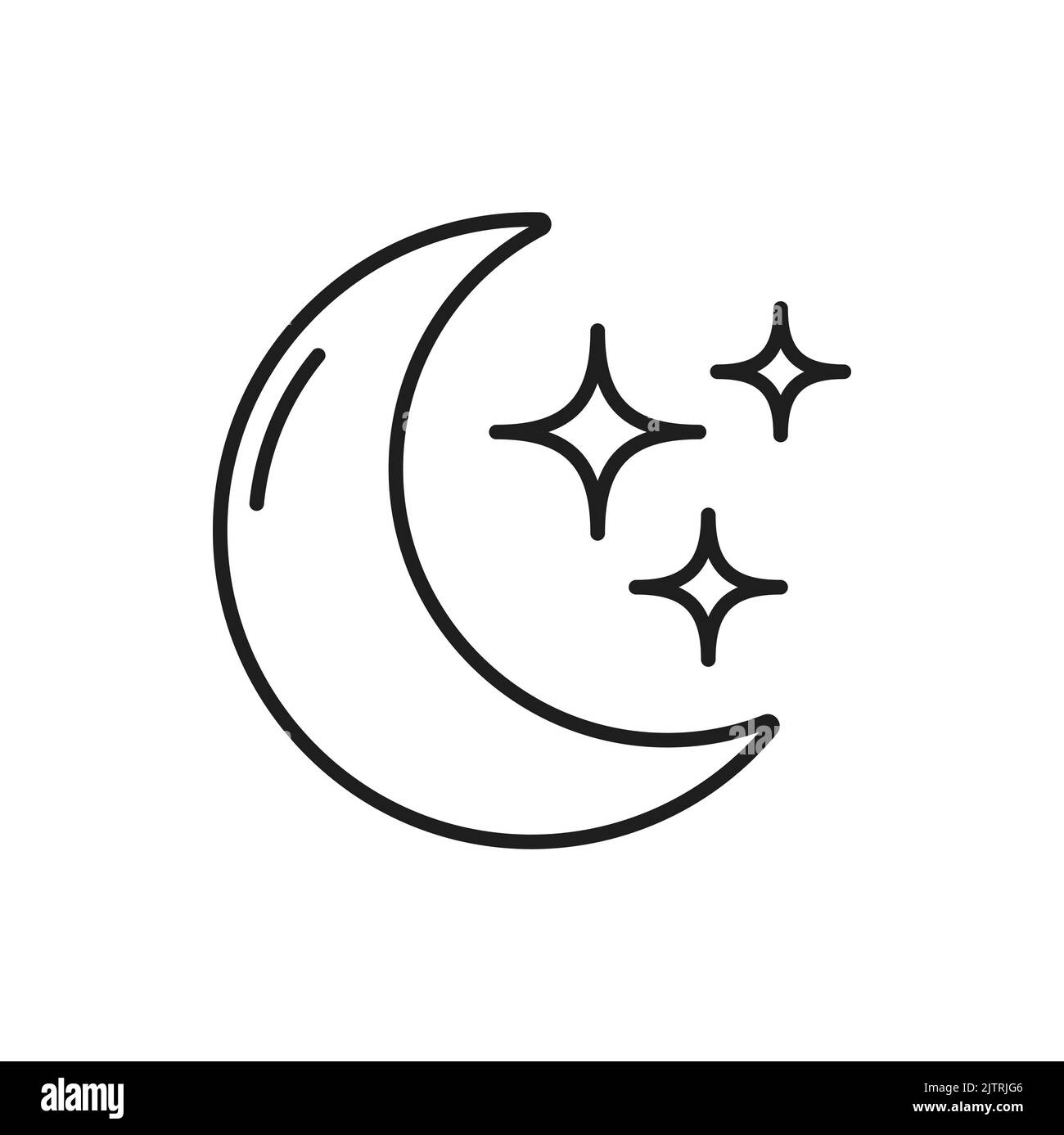 Moon and stars, time to sleep, evening or overnight thin line icon ...