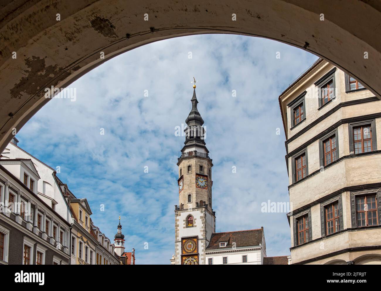 Old Town Hall Clock Tower and Lower Market Square (Untermarkt), Görlitz ...