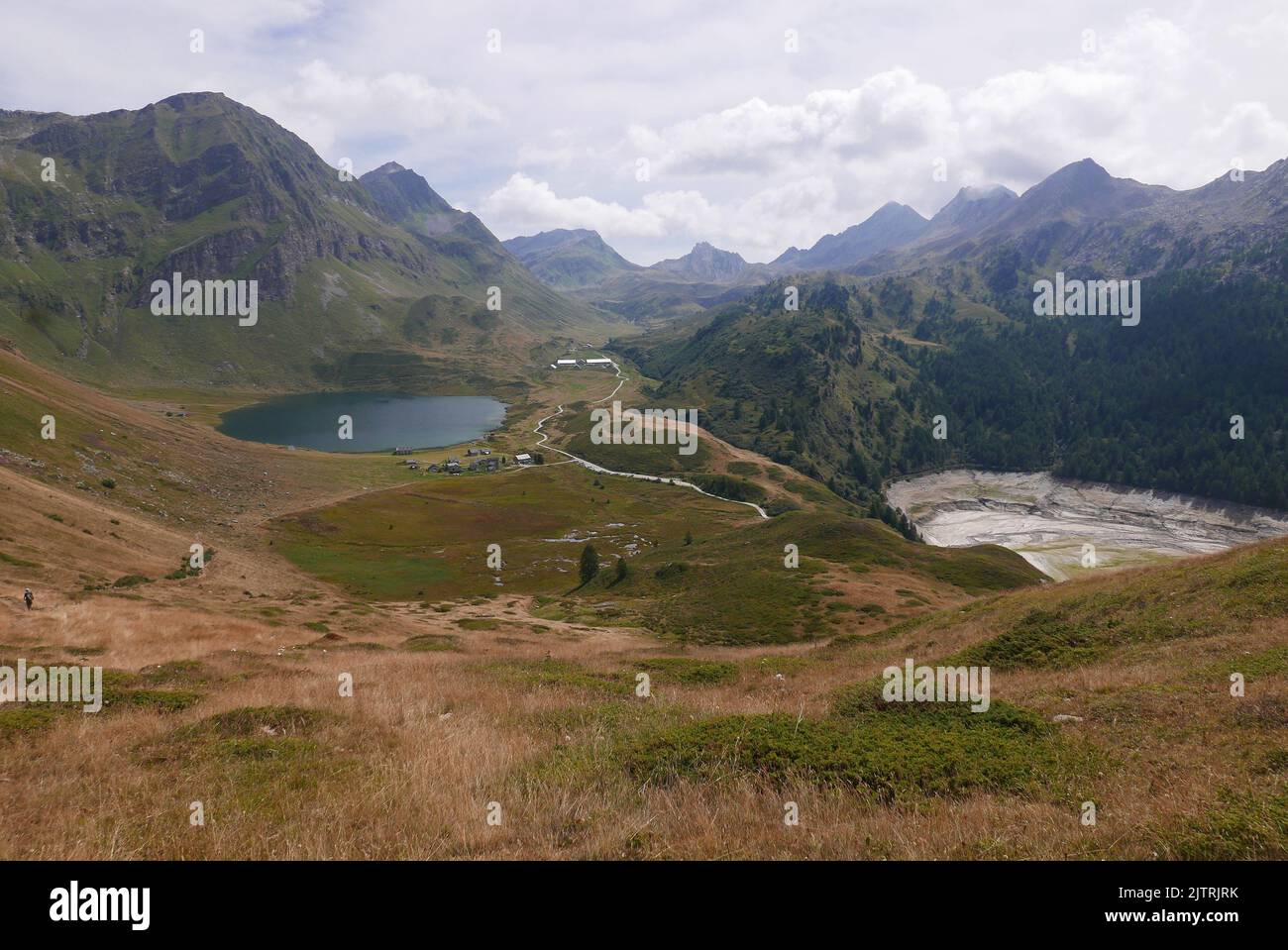 Swiss Alps, Cadagno lake and nearly empty Ritom Lake Stock Photo - Alamy