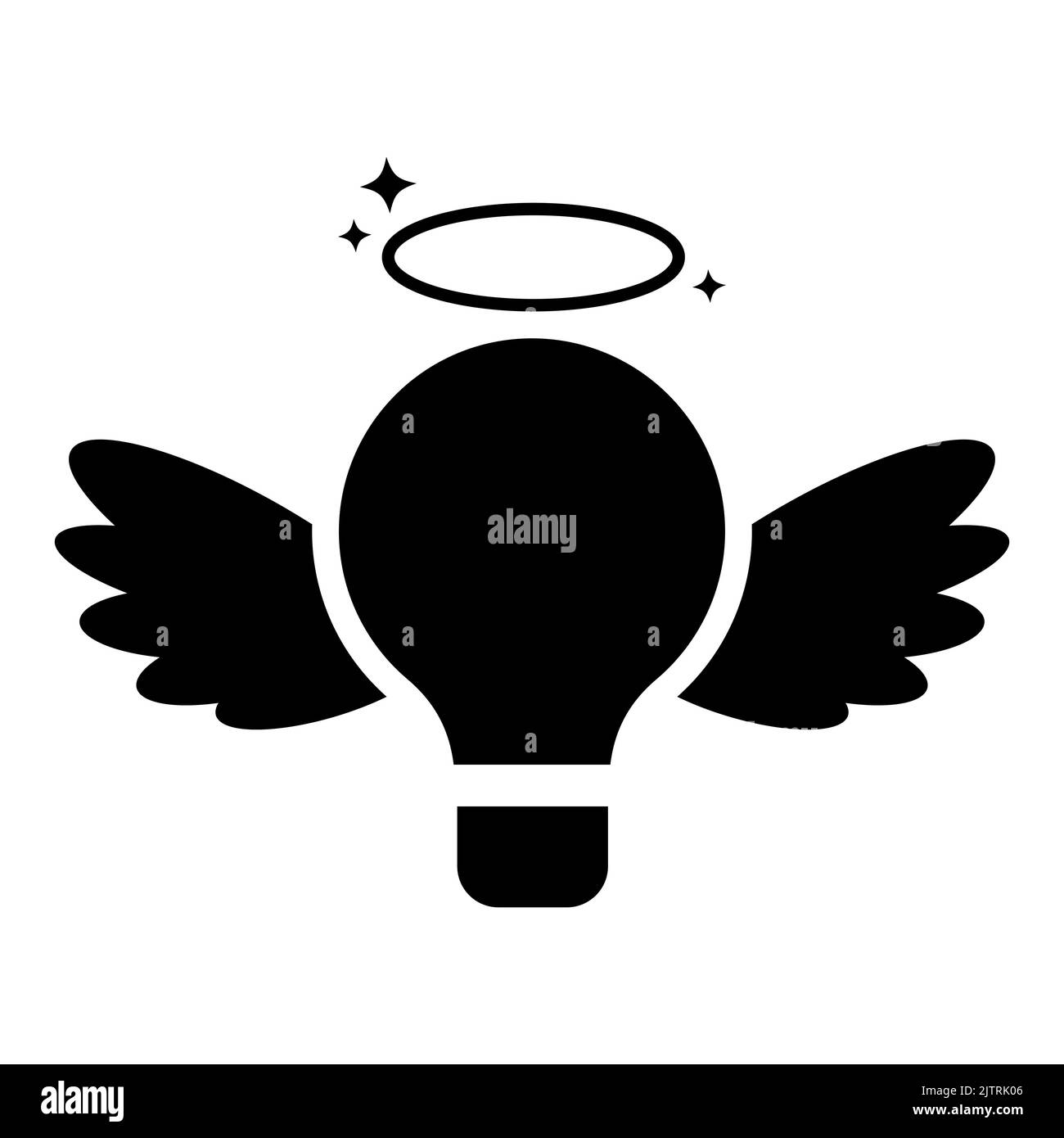 Angel light bulb black silhouette icon isolated on white background ...