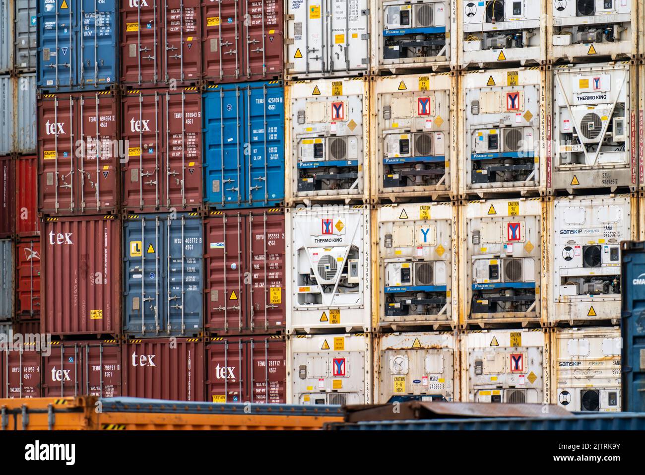 Europoort port, Waalhaven area, large container stack, warehouse, at ...