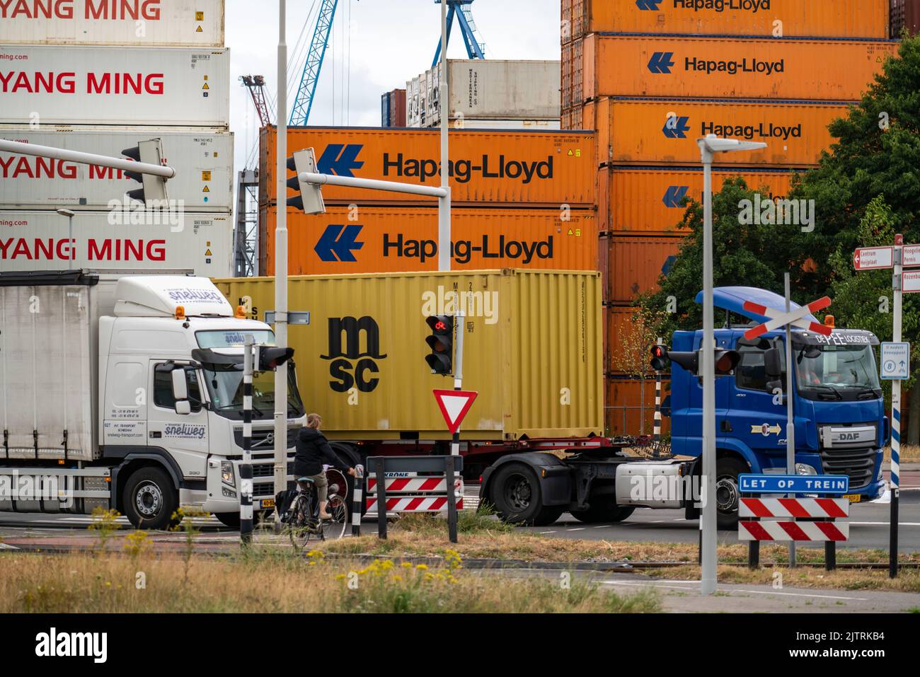 Europoort port, Waalhaven area, large container stack, warehouse, at ...