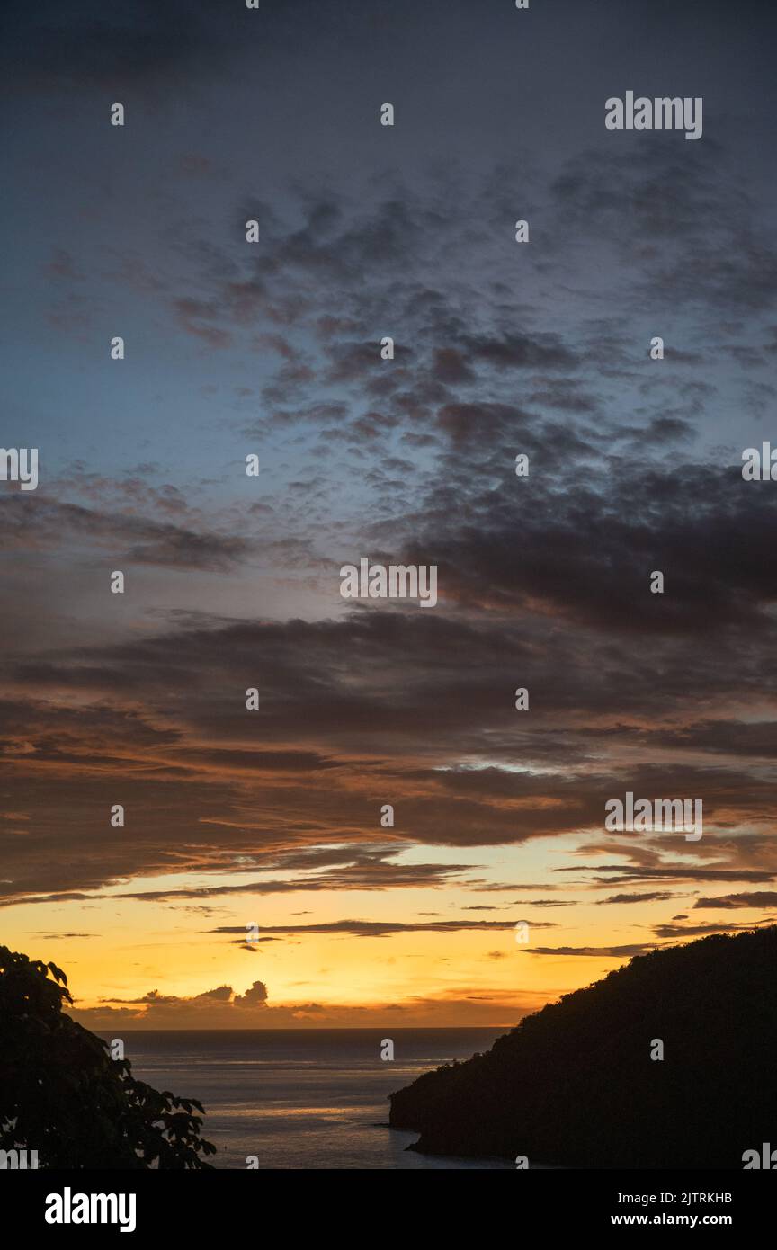 sunset on the caribbean sea, Martinique, French West Indies Stock Photo ...
