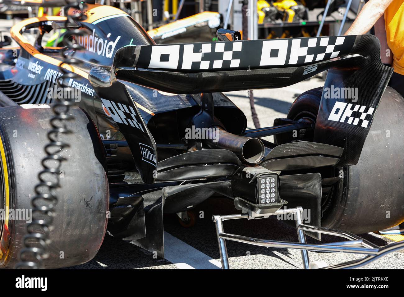McLaren F1 Team MCL36, mechanical detail rearn wing, aileron, during ...