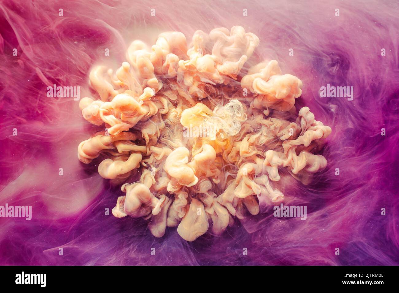 smoke cloud background fantasy mist beige ink Stock Photo - Alamy