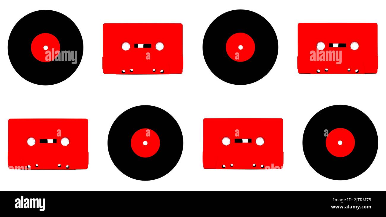 Vintage vinyl record and cassette tape Stock Photo - Alamy