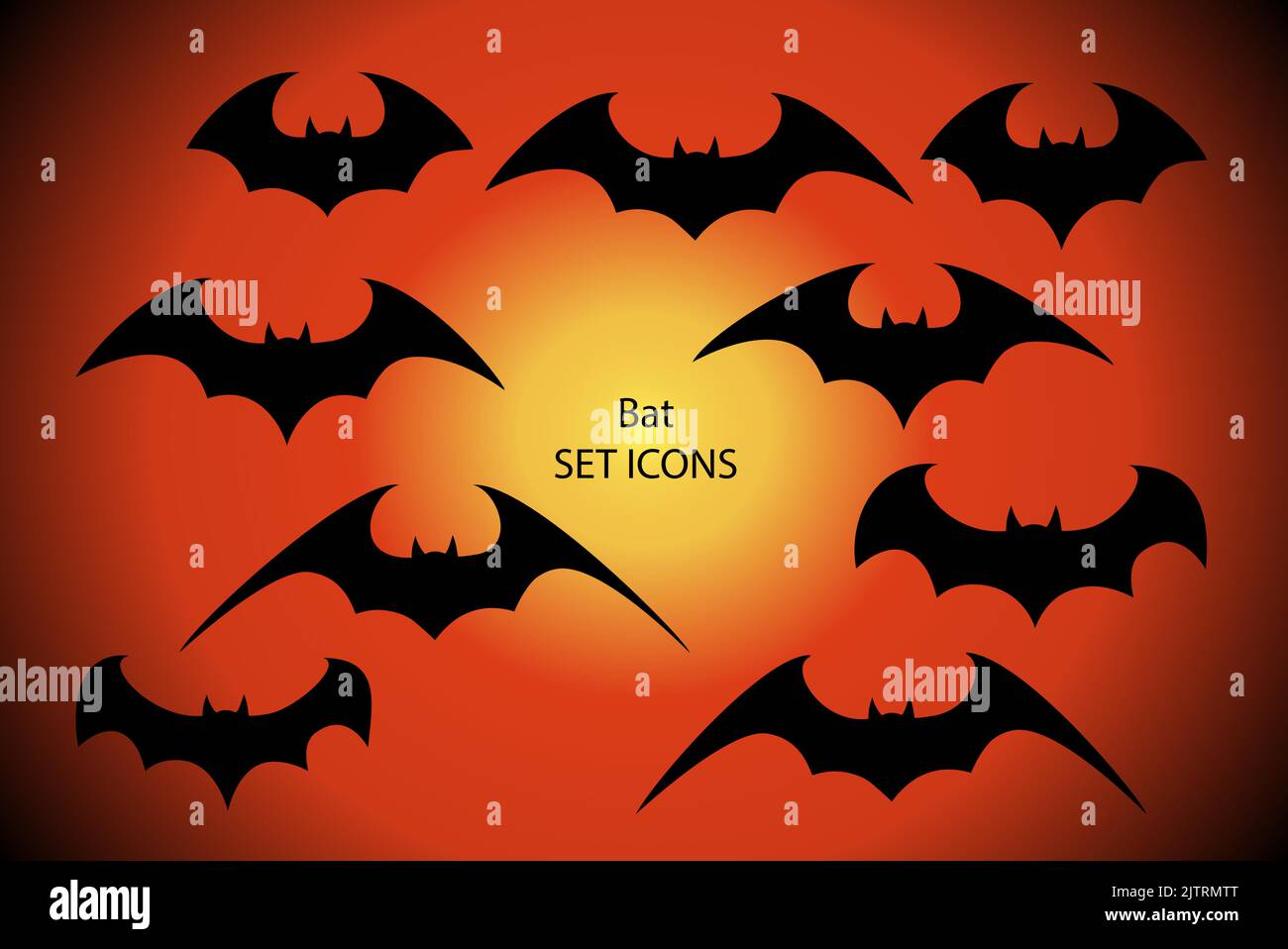 Vector set of different Halloween bats. Halloween flying bats. Vampire ...