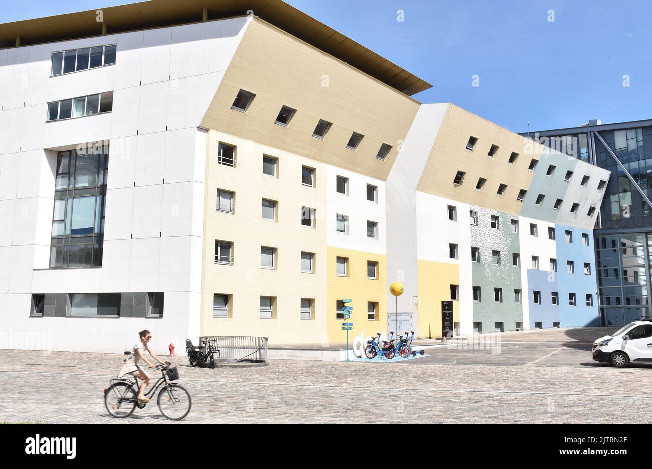 Rear elevation of the Cité de la Musique, in Paris, France, post modern ...