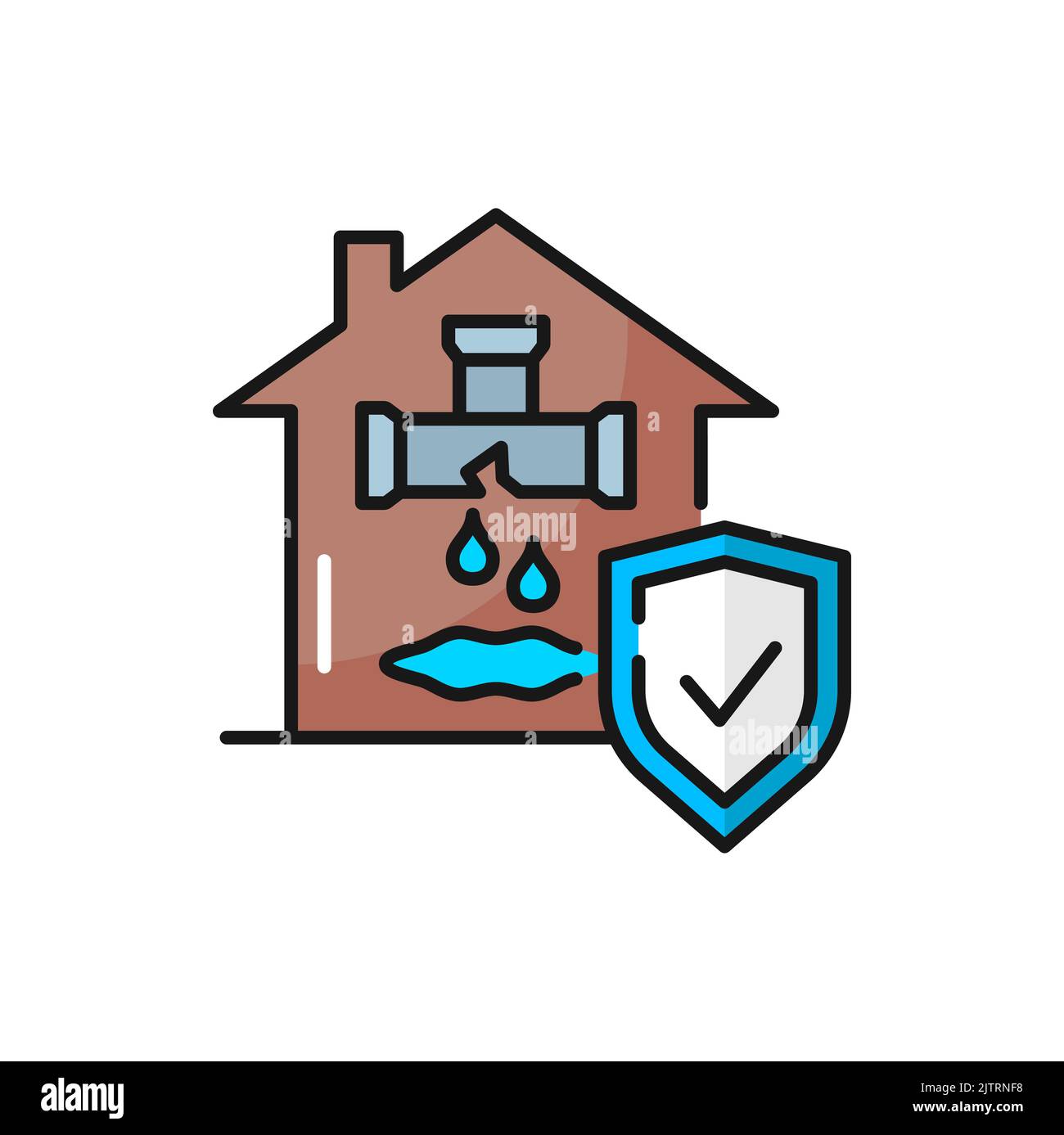 Running tube water drop and insurance protective shield, color outline ...