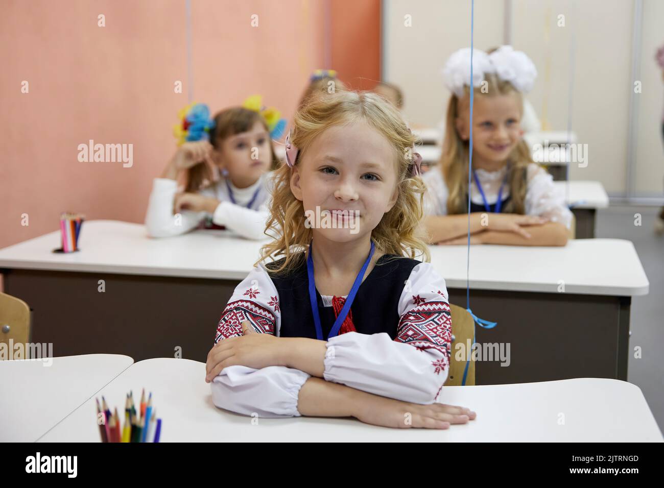 Ukranian school children. Volodymyr Zelensky, President of Ukraine ...