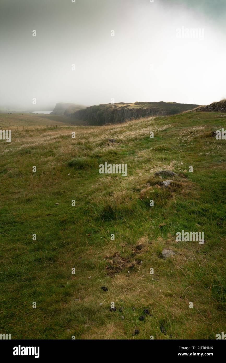 Hadrian's Wall trail near Steel Rigg in Northumberland Stock Photo - Alamy