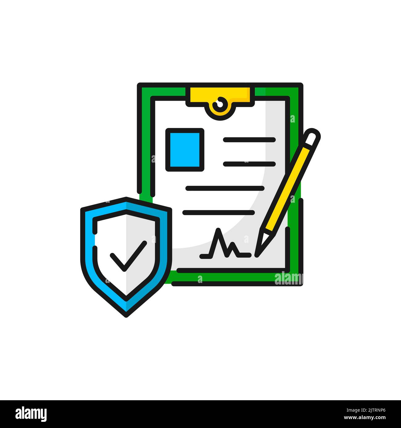 Legal document or certificate insurance isolated color outline icon ...