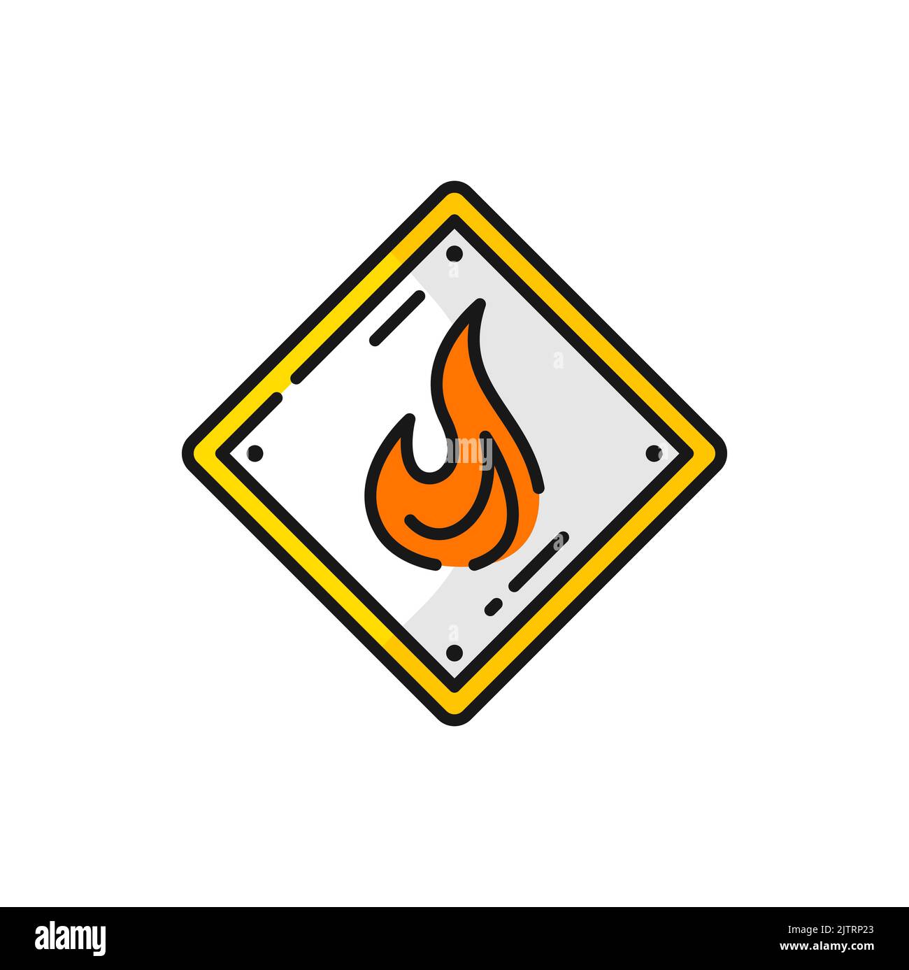 Fire flame precaution safety emergency label isolated outline icon ... Fire flame precaution safety emergency label isolated outline icon ...