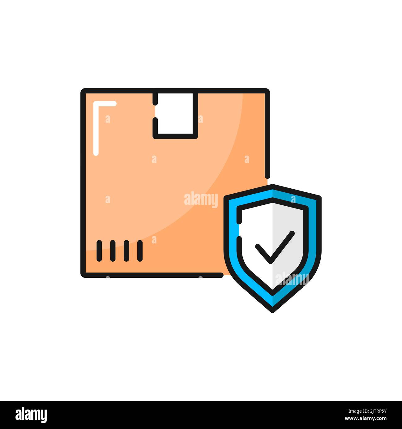 Shipping insurance for cargo delivery isolated color outline icon ...