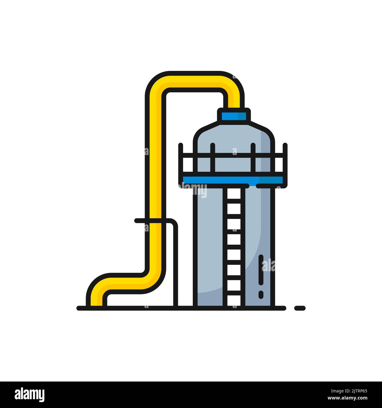 Reservoir for storage gas or oil, tank with ladder outline icon. Vector ...