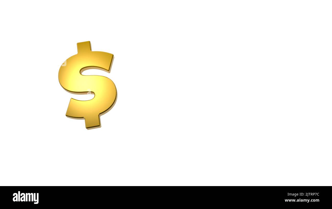 Gold money symbol on a white background. 3d render Stock Photo - Alamy